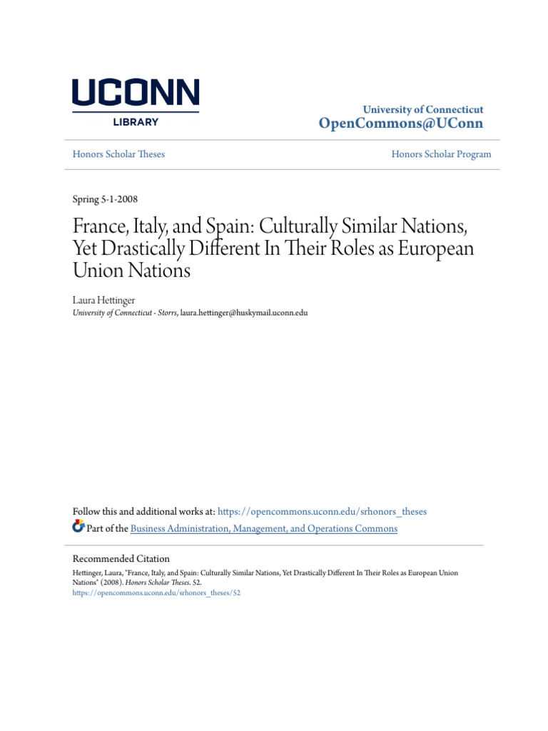 France, Italy, and Spain Culturally Similar Nations | PDF | Maastricht ...