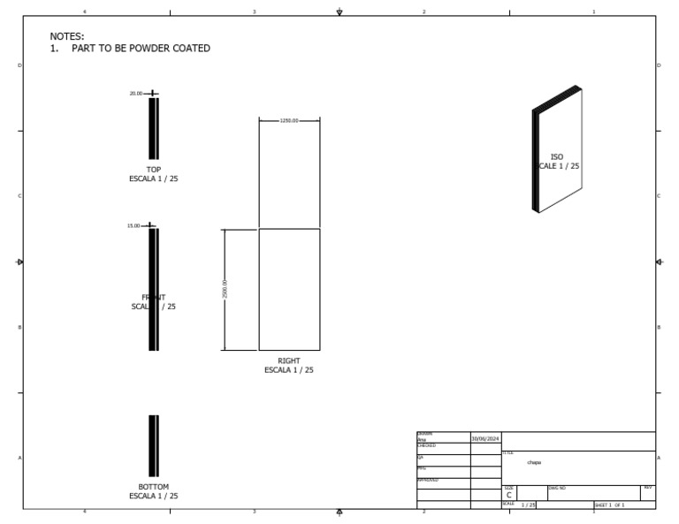 Technical Drawing with Powder Coating | PDF