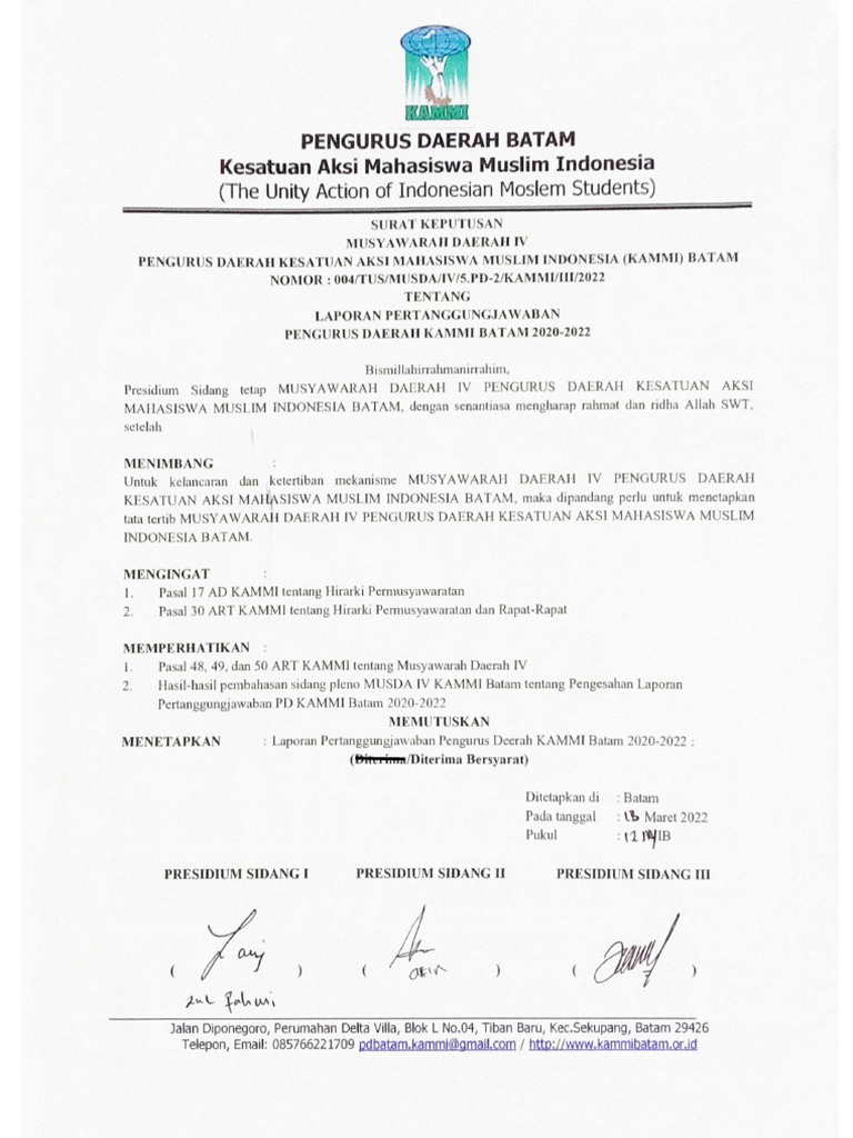 Draft LPJ PD KAMMI Batam Rev - No Watermark | PDF