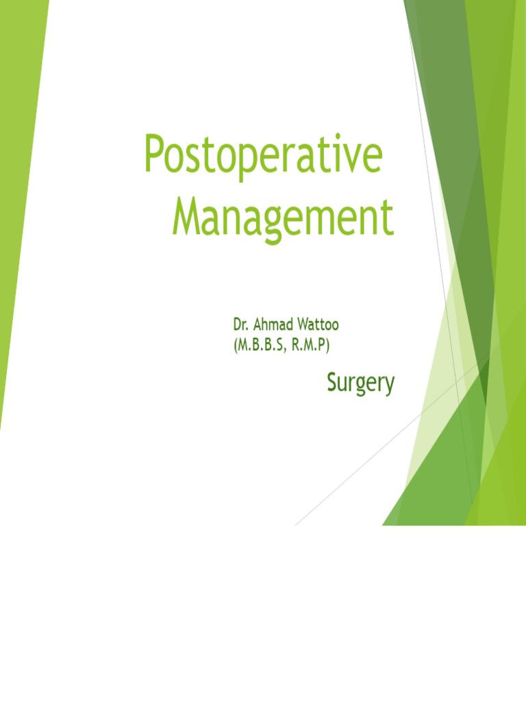 Lecture 3 Postoperative Management Pdf Shock Circulatory Anesthesia