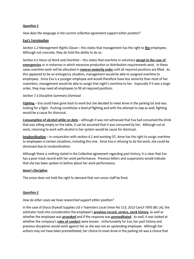 Group Assignment - Questions 1 & 2 | PDF | Overtime