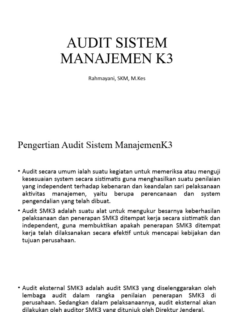 Audit Sistem Manajemen K3 | PDF | Bisnis | Pengelolaan Keuangan & Uang