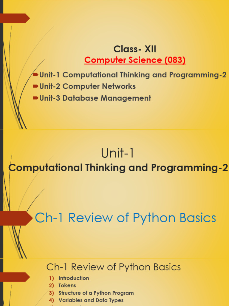 12th Cs ch-1 Python Revision Tour-1 | PDF | Data Type | Control Flow