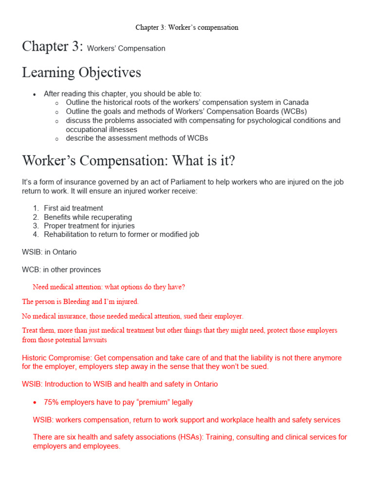 Chapter 3 - Workers Compensation | PDF | Workers' Compensation | Occupational Safety And Health