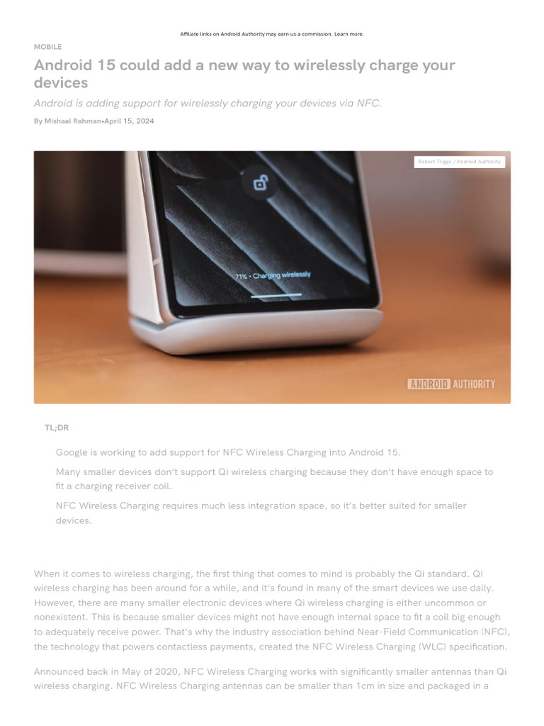 Android 15 Could Add A New Way To Wirelessly Charge Your Devices | PDF | Android (Operating ...