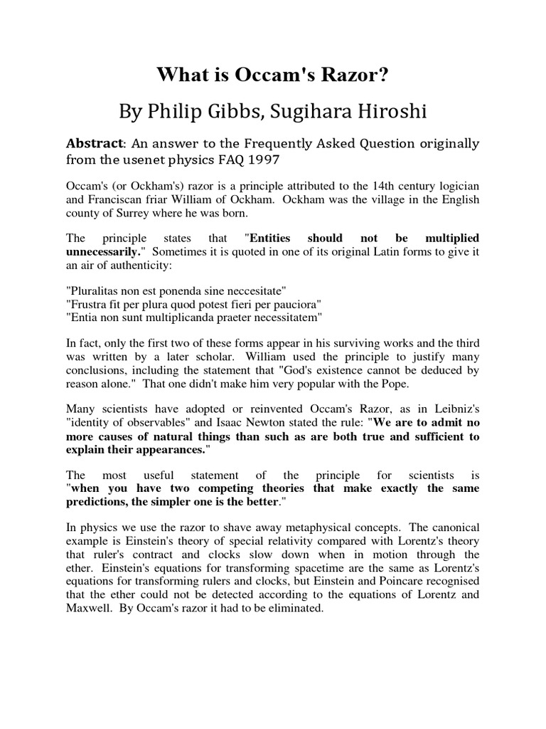 Whatis Occam | PDF | Occam's Razor | Physics