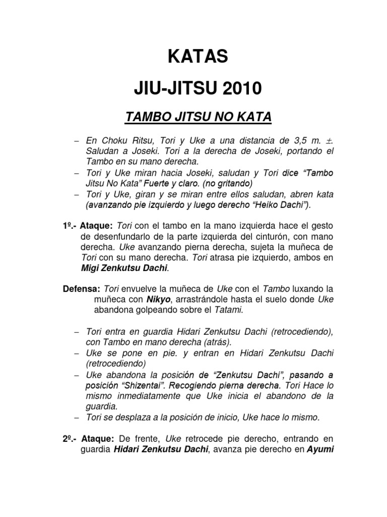 Katas de Jiu Jitsu con Tambo | PDF | Artes marciales japonesas | Gendai ...