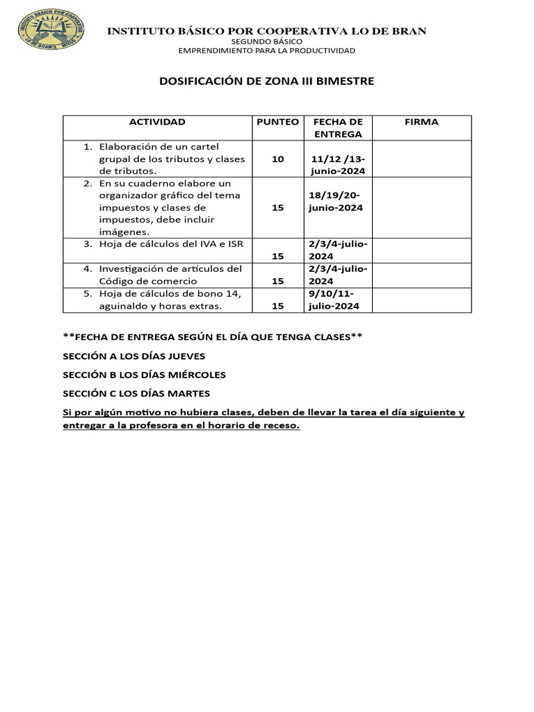 Dosificación de Zona Iii Bimestre Segundo | PDF | Impuestos | Impuesto ...