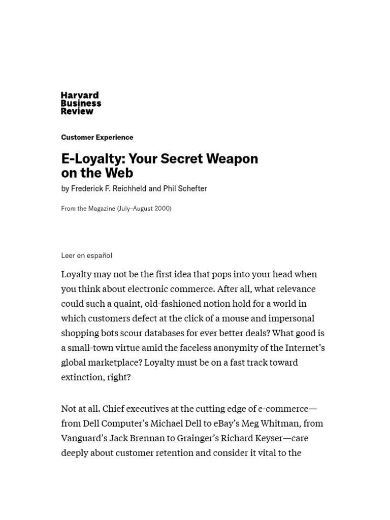 E Loyalty Your Secret Weapon On The Web Pdf The Vanguard Group 4594