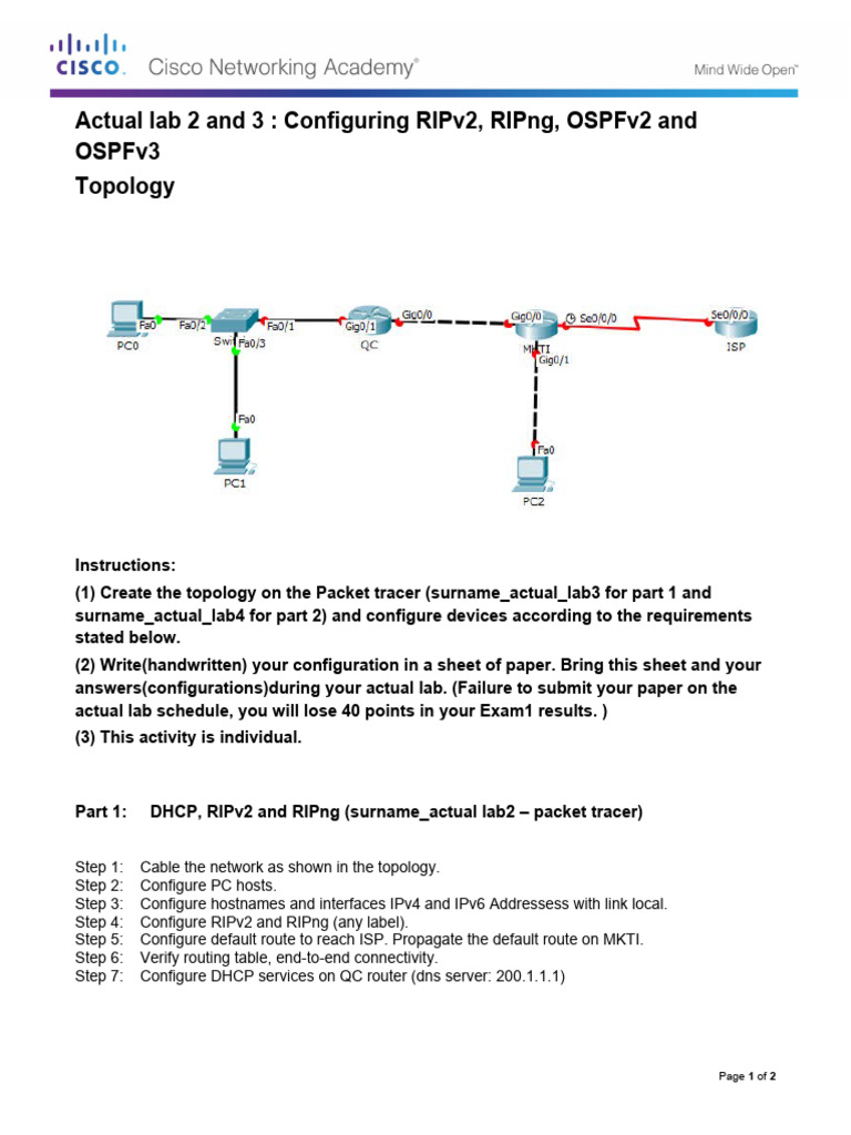 CISCO topology | PDF | Internet Standards | Computer Network