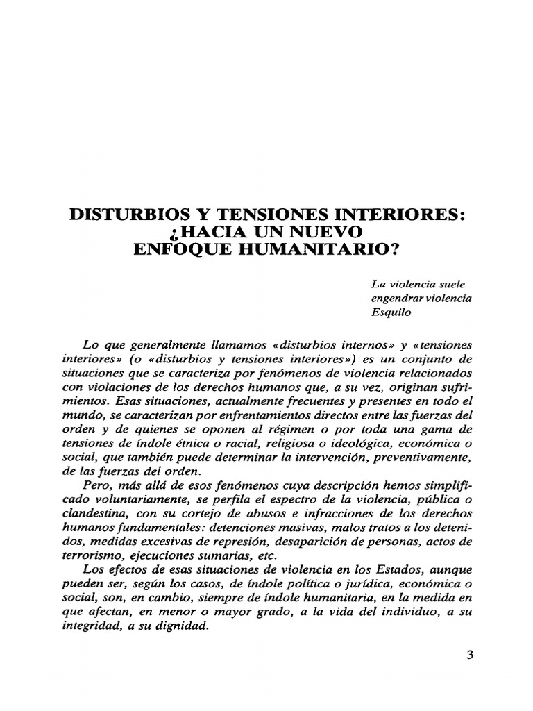 Disturbios y Tensiones Interiores Hacia Un Nuevo Enfoque Humanitario ...