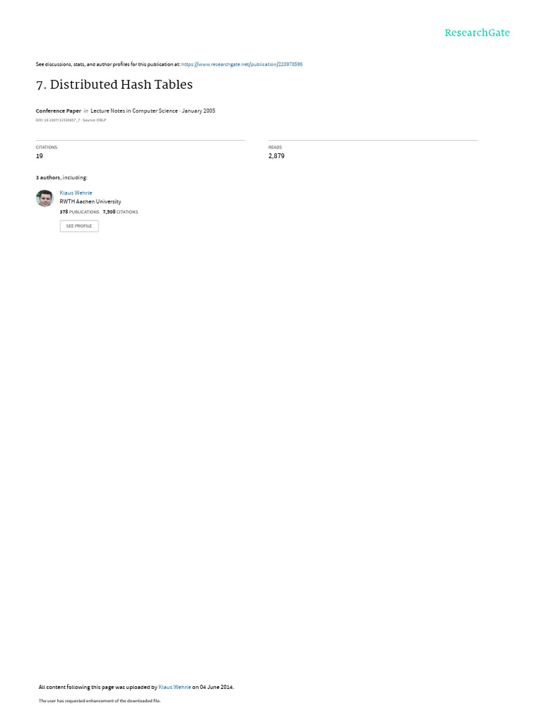 7 Distributed Hash Tables | PDF | Peer To Peer | Routing