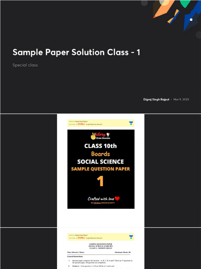 Sample Paper Solution Class 1 No Anno | PDF