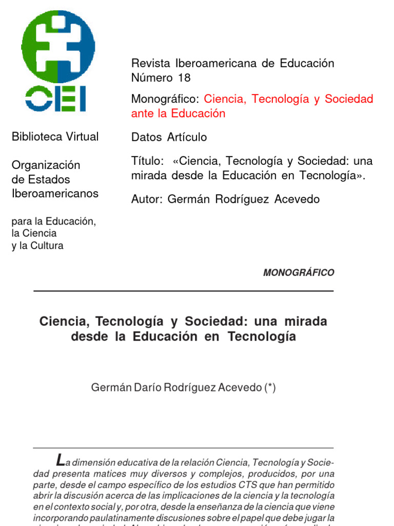 Lectura 4 Ciencia Tecnologia y Sociedad | PDF | Conocimiento | Escala ...