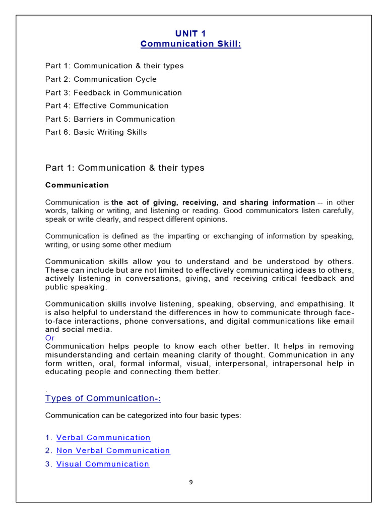 Communication Skills And Types Explained Pdf Communication