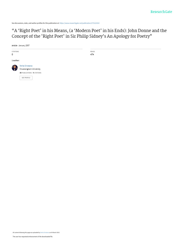 An Apology For Poetry Christian Elements 3 | PDF