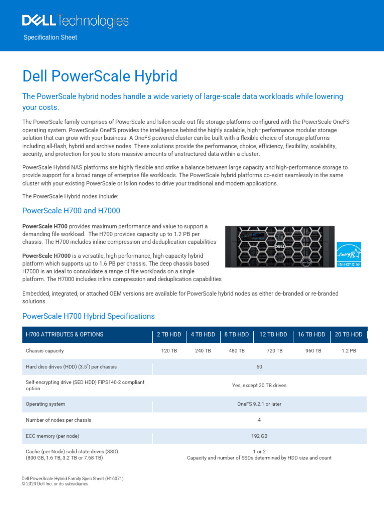 h16071 Ss Powerscale Hybrid Nodes | PDF | Scalability | Hard Disk Drive