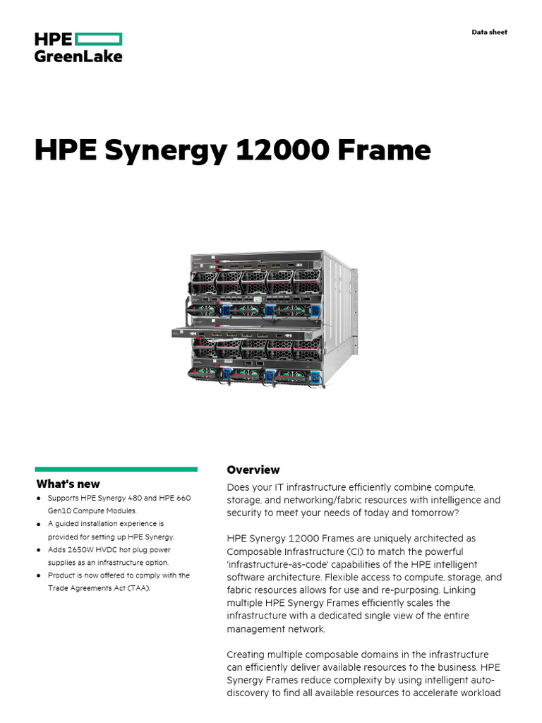 Hpe Synergy 12000 Frame Pdf Computing Cloud Computing