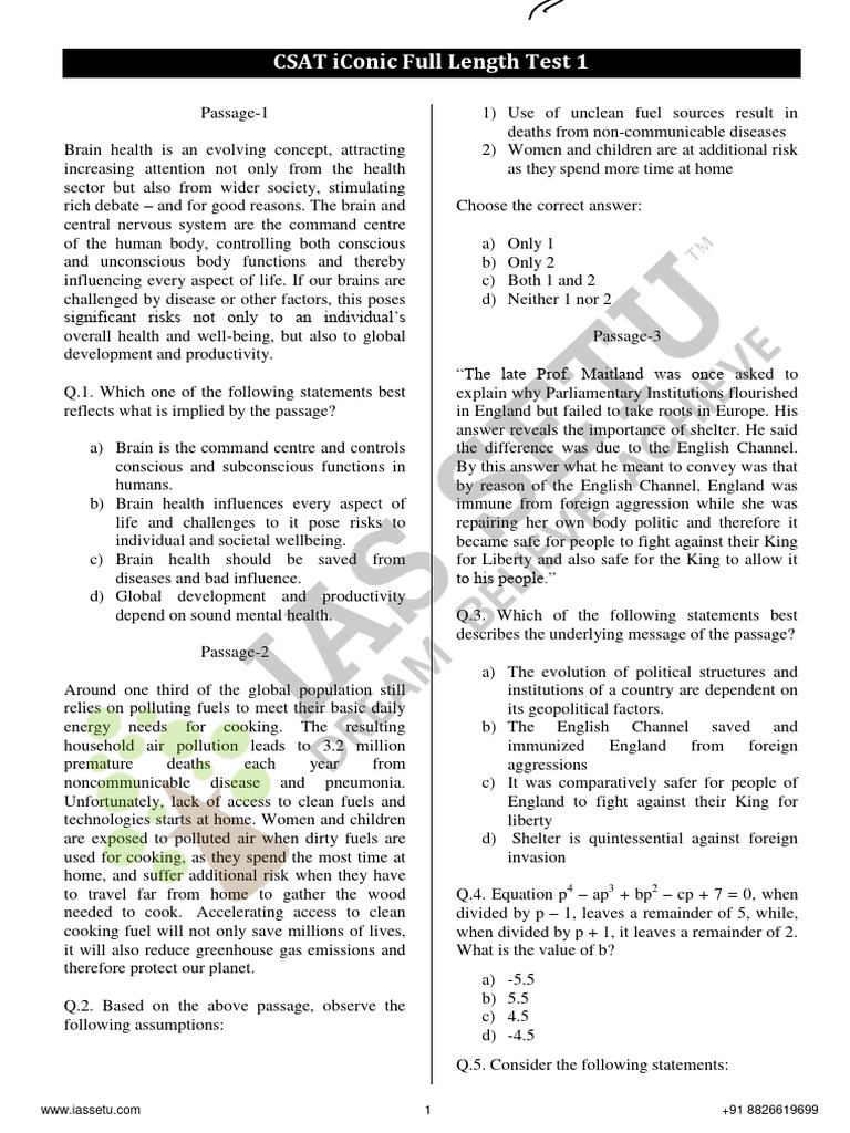 FLT 01 Questions CSAT ICONIC | PDF | Electronic Waste | Biodiversity