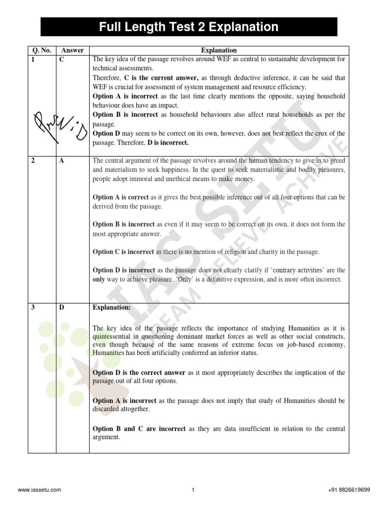 FLT 02 Solution Csat Iconic | PDF | Mathematics | Arithmetic