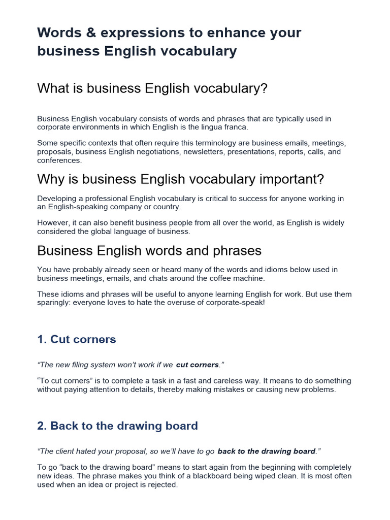 Business Words | PDF | English Language | Vocabulary