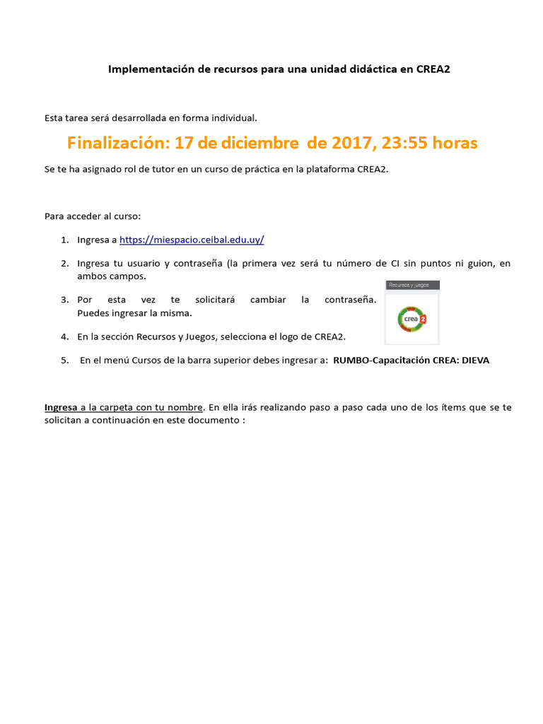 Consigna Creación de Unidad Didáctica en CREA2 GIEVA - HIEVA | PDF ...