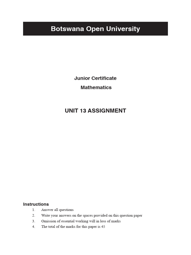 JC Maths Unit 13 Assignment | PDF | Mathematics