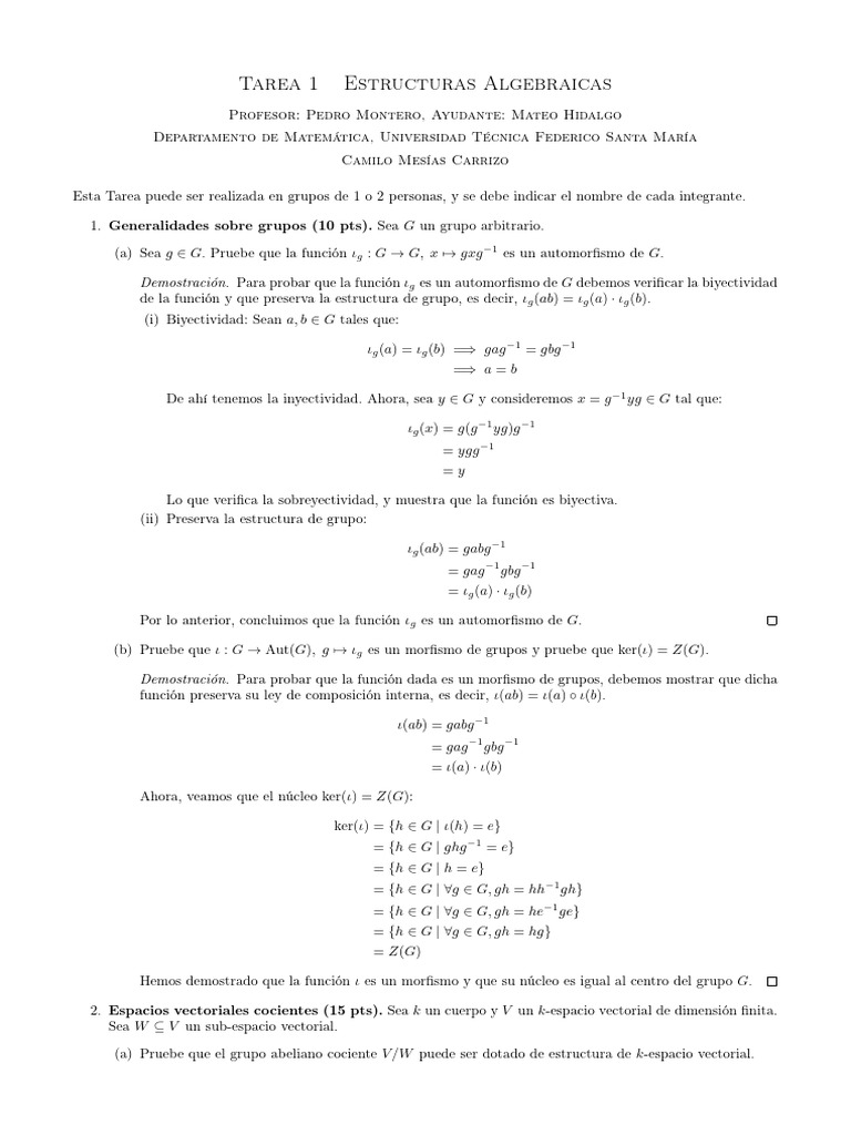 Tarea 1 Camilo | PDF | Espacio vectorial | Grupo (Matemáticas)