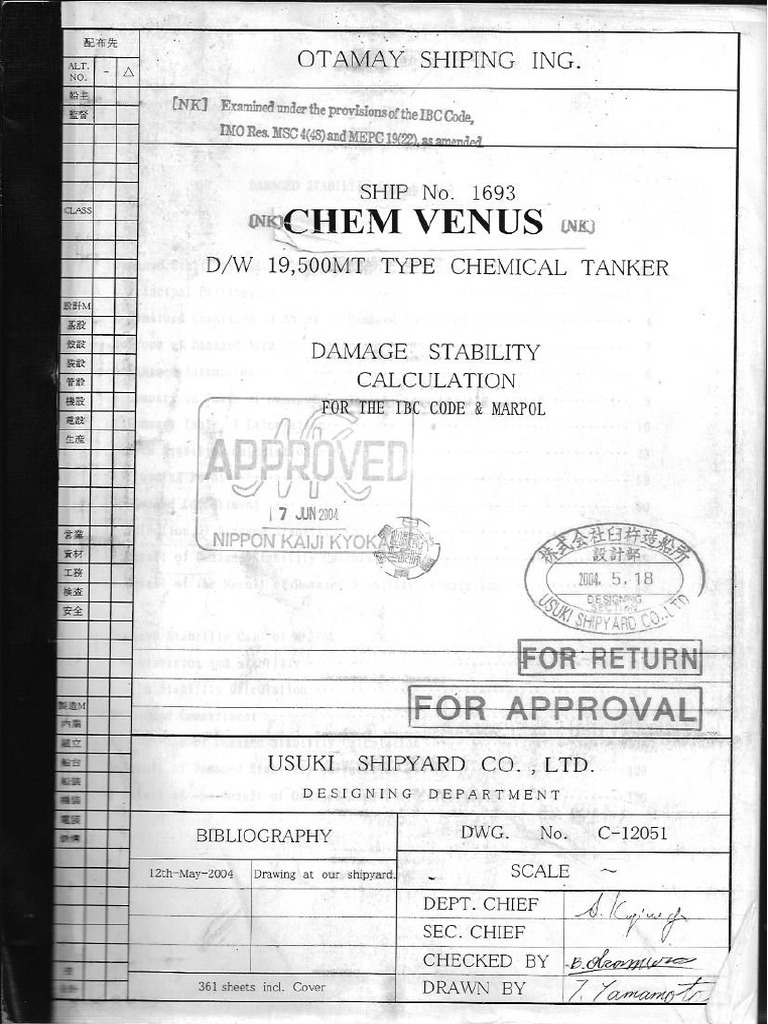 C-12051 Damage Stability Calculation For The IBC Code and MARPOL ...