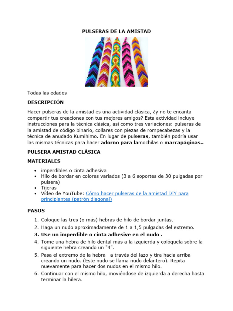Friendship Bracelets Spanish | PDF