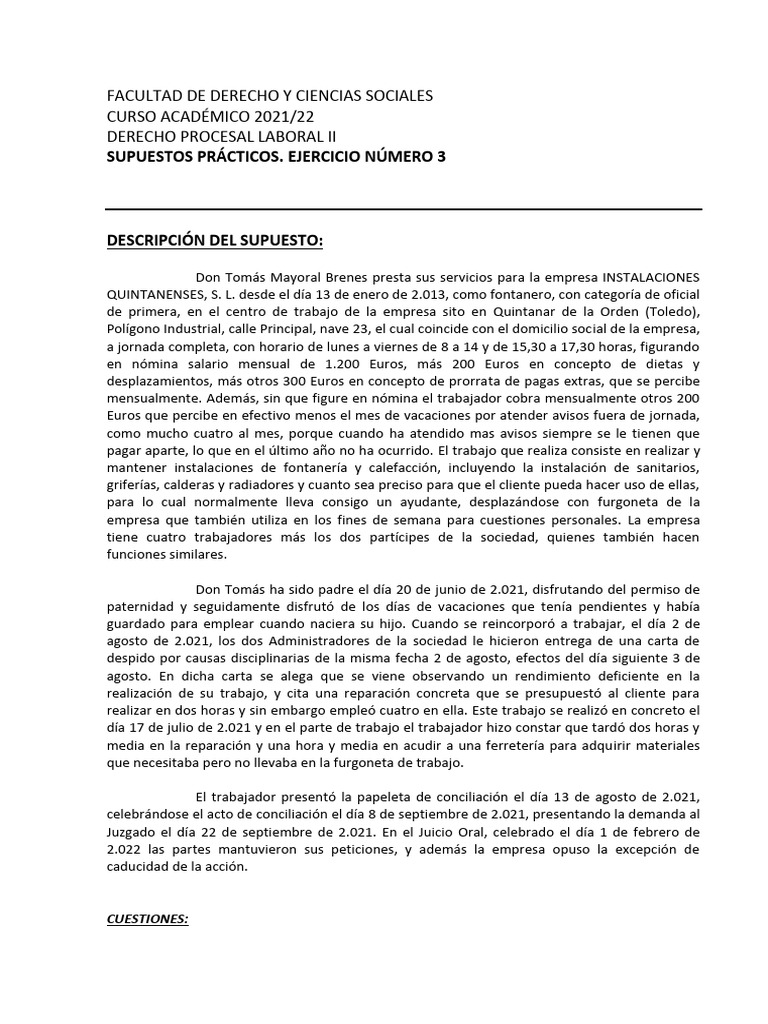 Ejercicio Practico 3 | PDF | Demanda judicial