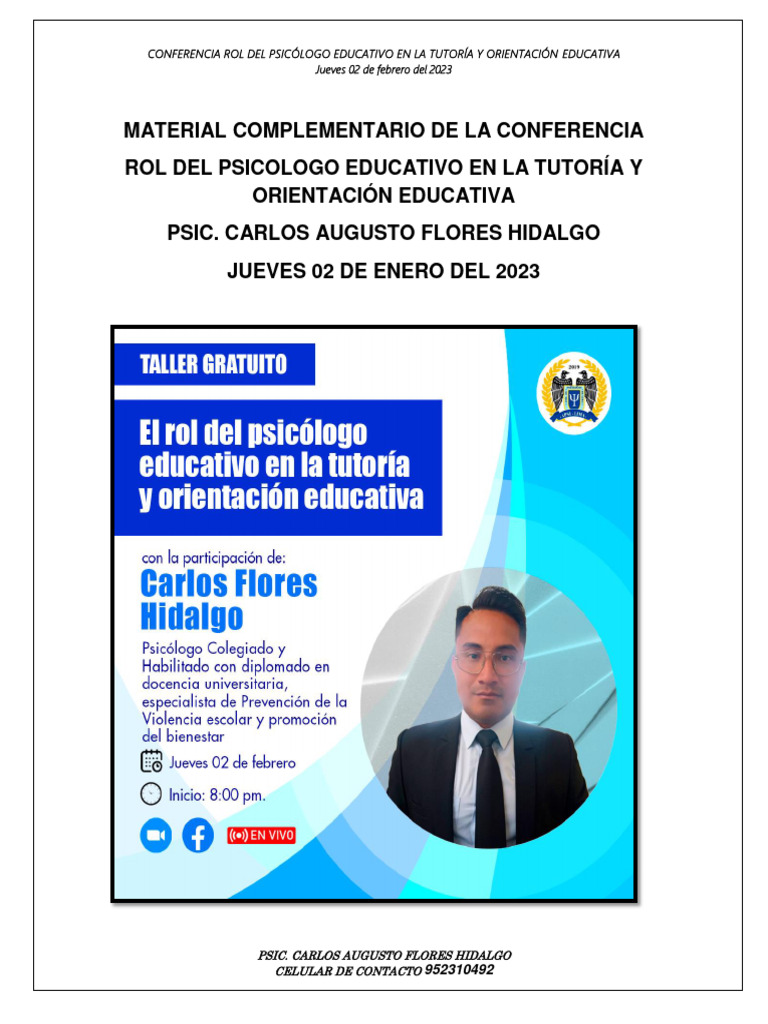 Material Complementario Rol Del Psicologo en La Tutoría y Orientación Educativa Conferencia 02 ...