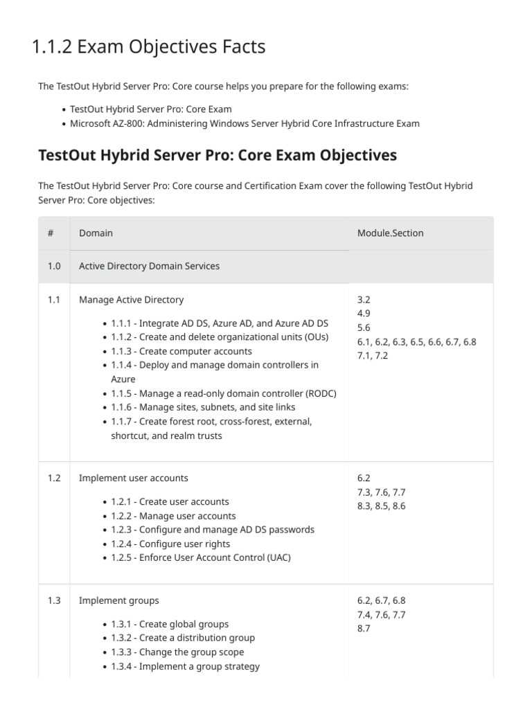 1.1.2 Exam Objectives Facts | Download Free PDF | Hyper V | Active ...