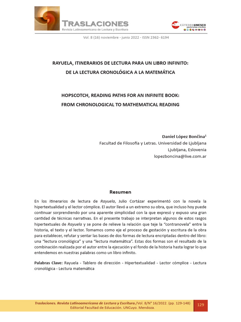 JC Lopez Bonina 2022 Rayuela Itinerarios de Lectura para Un Libro ...