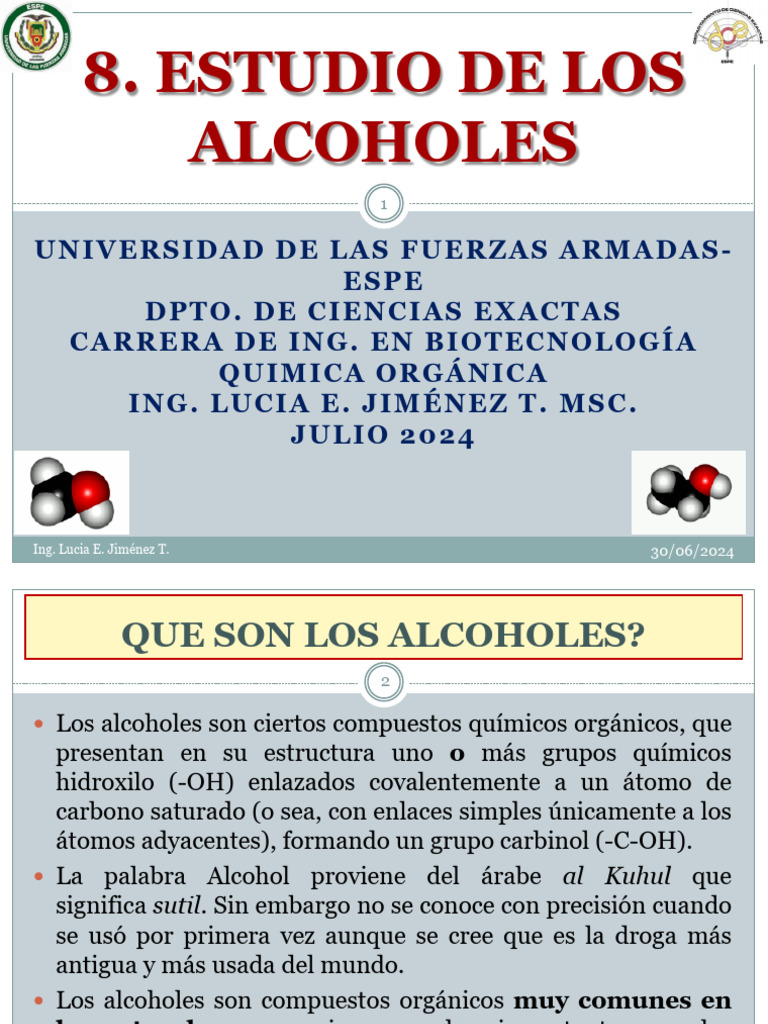 CLASE Nro 7 ALCOHOLES - IMPORTANCIA Y PROPIEDADES FISICAS - PPT | Descargar gratis PDF ...