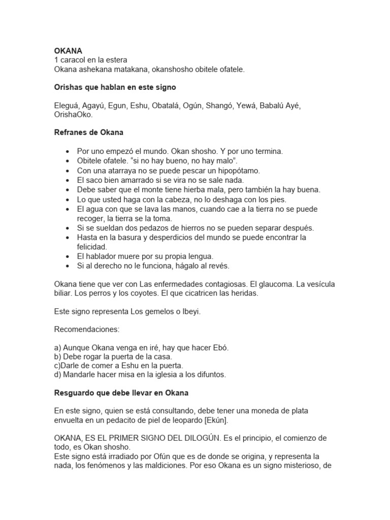Significado y Consejos del Signo Okana | PDF