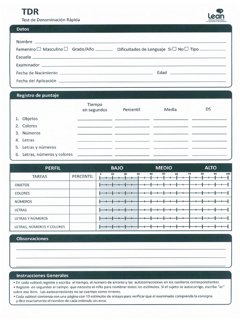 Test TDR - PARTE B Protocolo Digital Editable e Imprimible | PDF