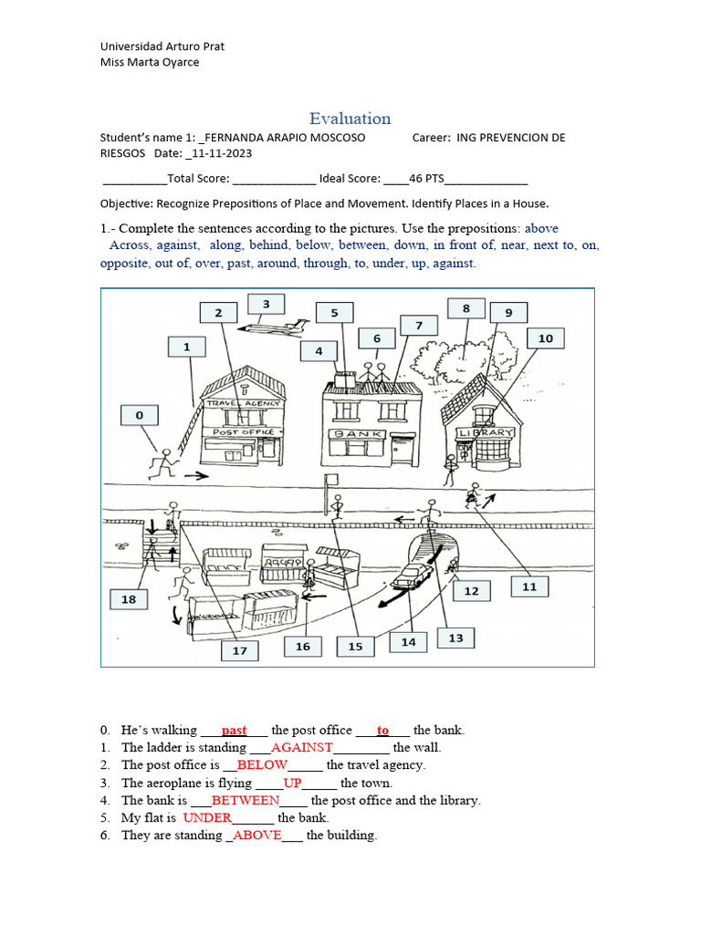 English Test 2 Prep. of Place and Movement Future Tense | PDF | Linguistics