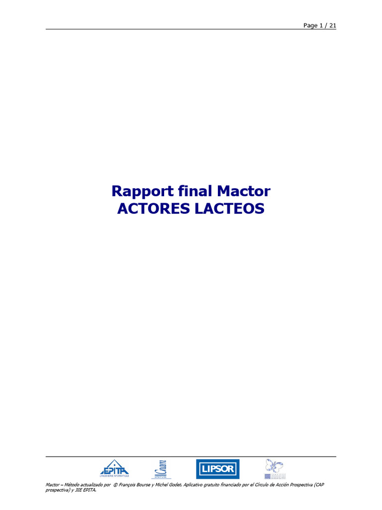Análisis Mactor de Actores Lácteos | PDF | Industria de alimentos ...