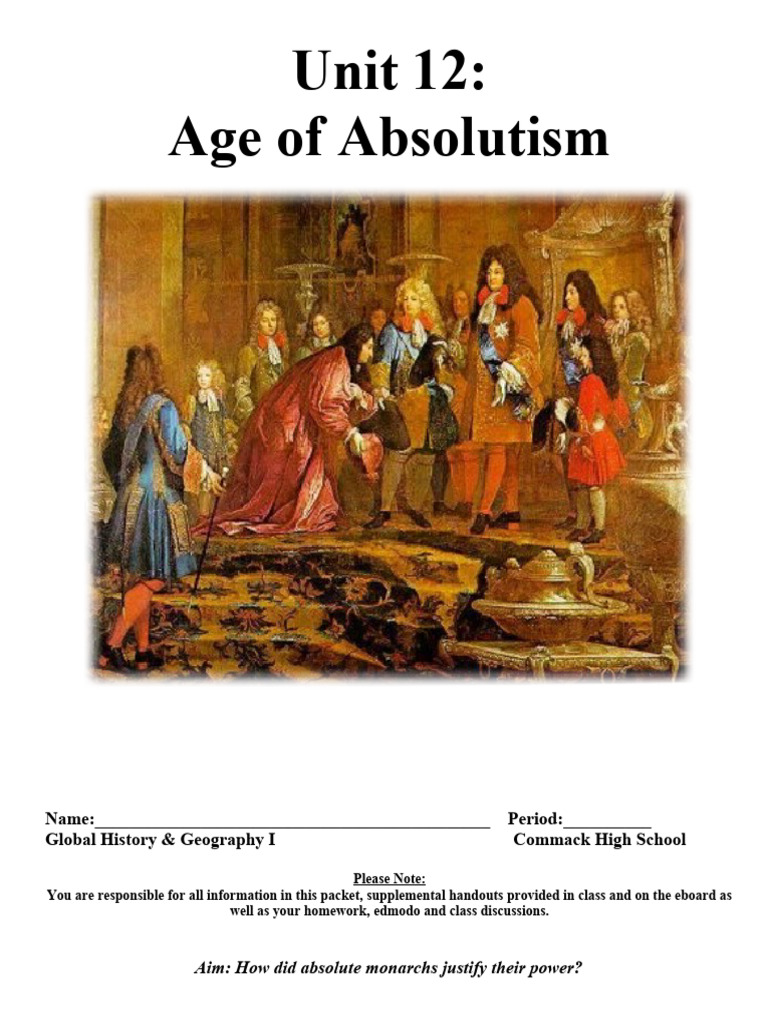 Absolutism Unit Packet 2019 | PDF | Russian Empire | Parliament