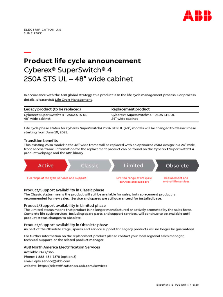 LCM - Classic - Cyberex SS4 250A - 48 Inch Wide r1 ABB Static Switch ...
