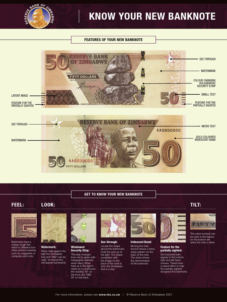 Zimbabwe 50 Note Poster | PDF | Numismatics | Foreign Exchange Market