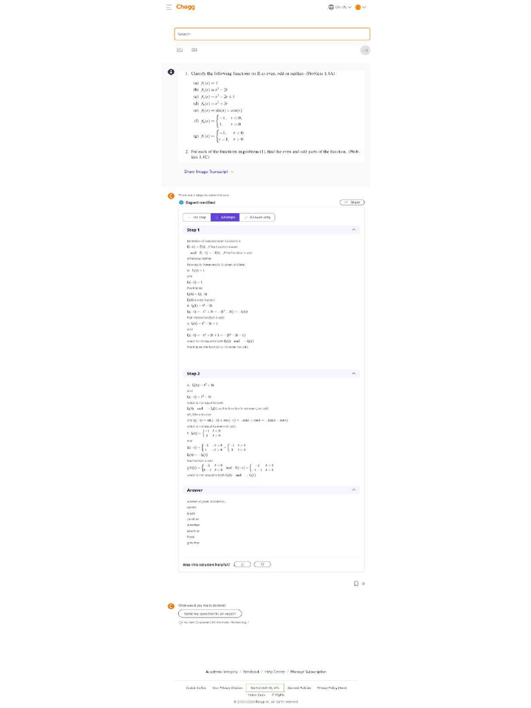 FireShot Capture 026 - 1. Classify The Following Functions On R As Even,... | PDF