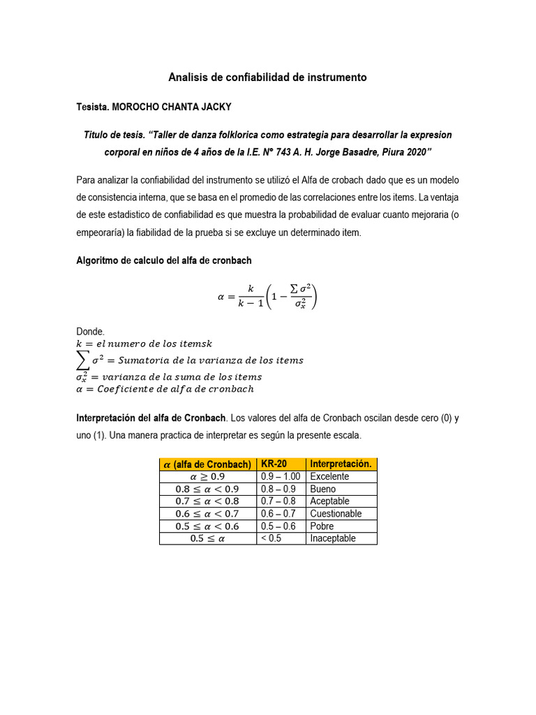 Confiabilidad Jaky Morocho | PDF | Alfa de Cronbach | Investigación de ... Confiabilidad Jaky Morocho | PDF | Alfa de Cronbach | Investigación de ...