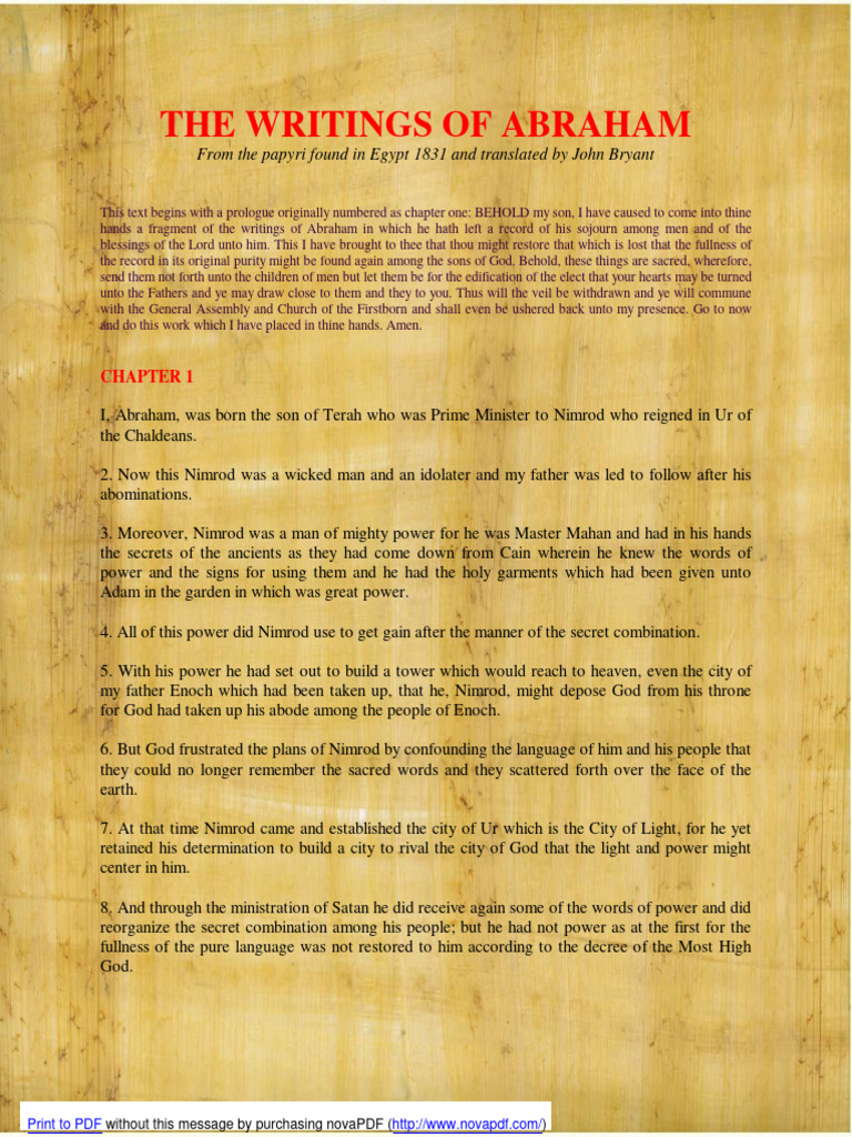Writing of Abraham One | PDF | Ham (Son Of Noah) | Noah