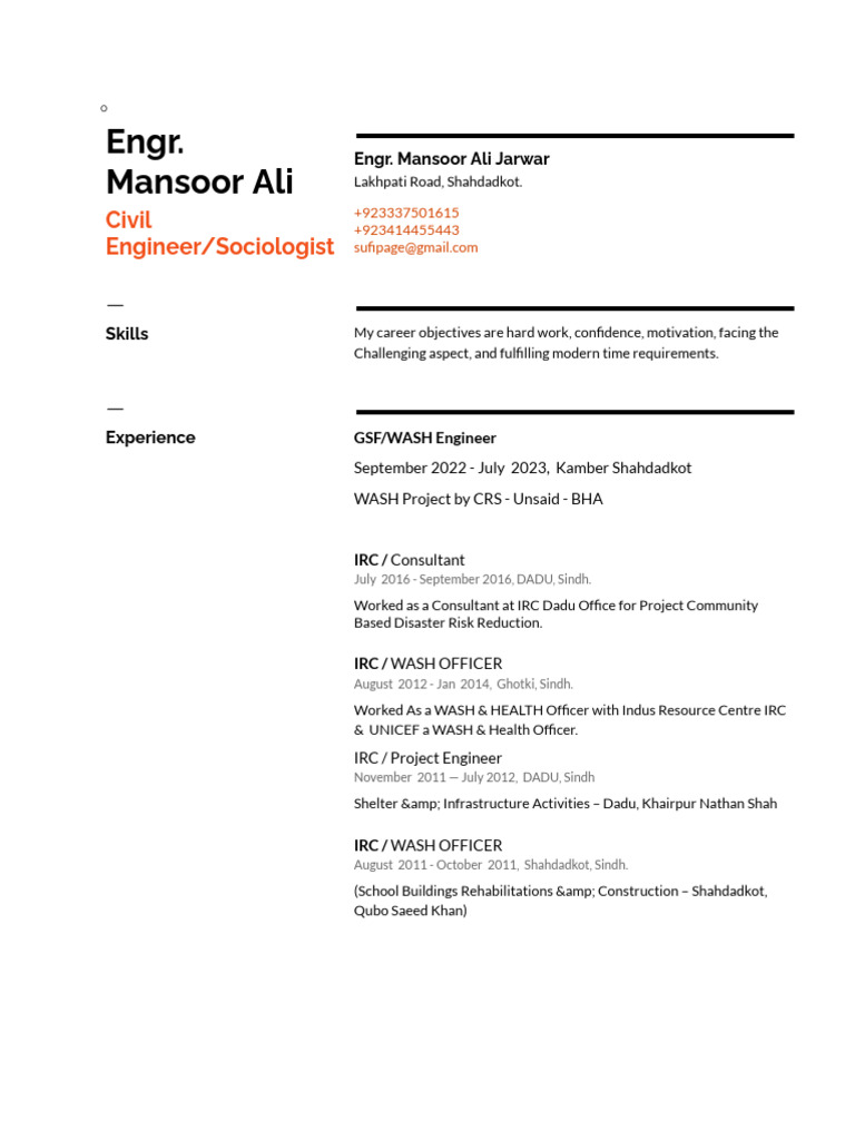 CV Engr Mansoor Ali Jarwar | PDF