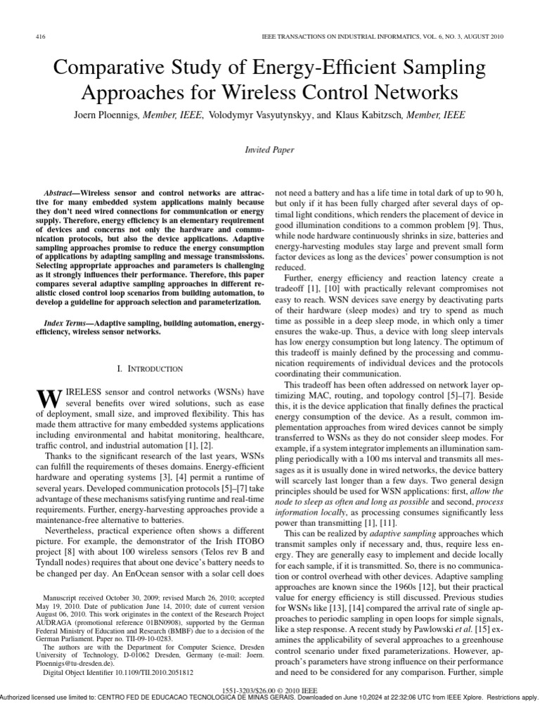 Energy-Efficient Sampling in WSNs | PDF | Wireless Sensor Network | Sampling (Signal Processing)