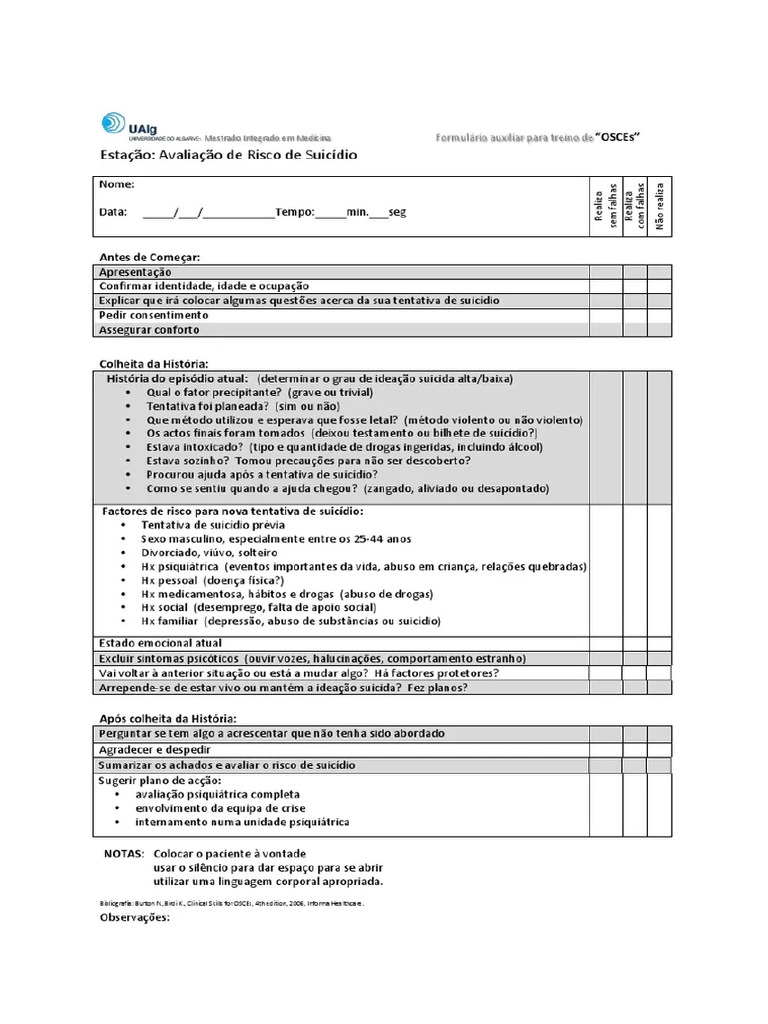 Escala de Avaliação Columbia de Suicídio | PDF