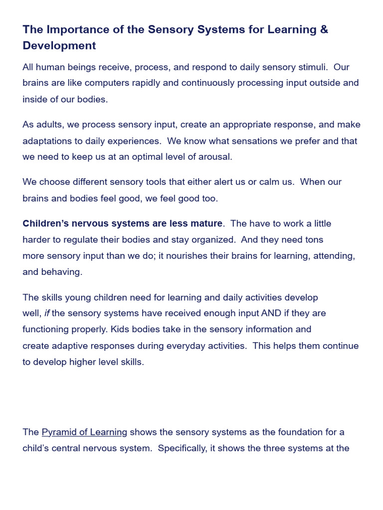 The 8 Sensory Systems Explained - Occupational Therapy Intro - 6 | PDF