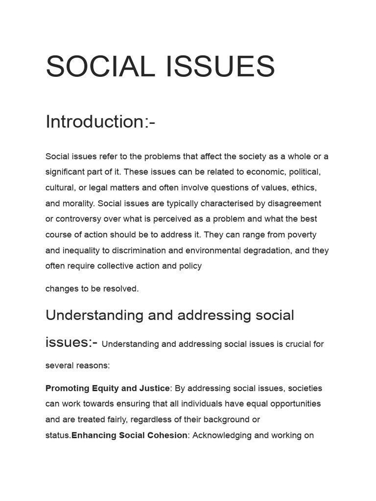 Social Issues | PDF | Poverty | Poverty & Homelessness